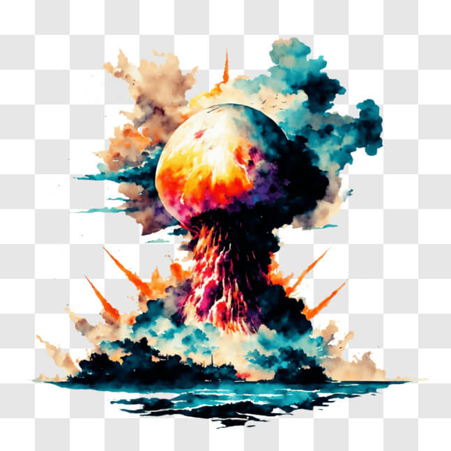 Download Vibrant Abstract Painting of an Ocean Explosion PNGs Online ...