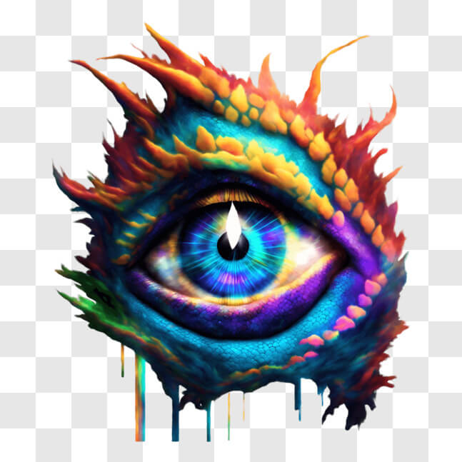 Download Colorful Eye Illustration with Dripping Paint PNGs Online ...