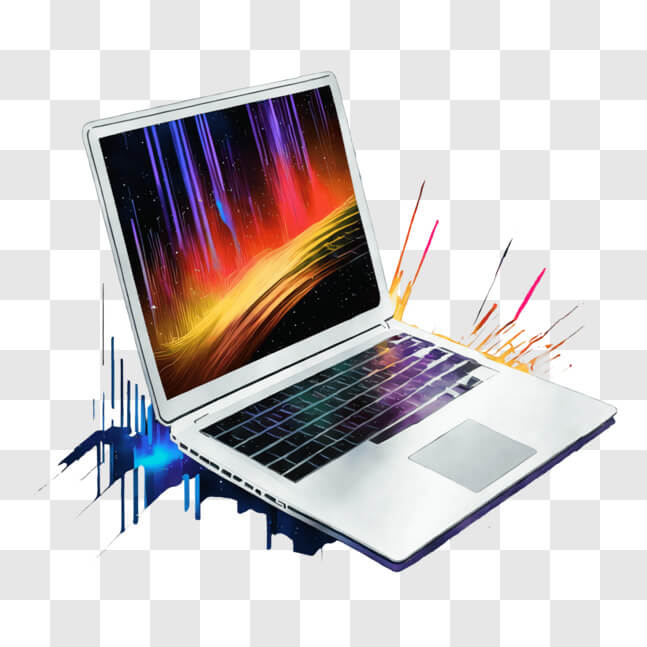Download Abstract Artistic Laptop with Colorful Paint Splashes PNGs ...