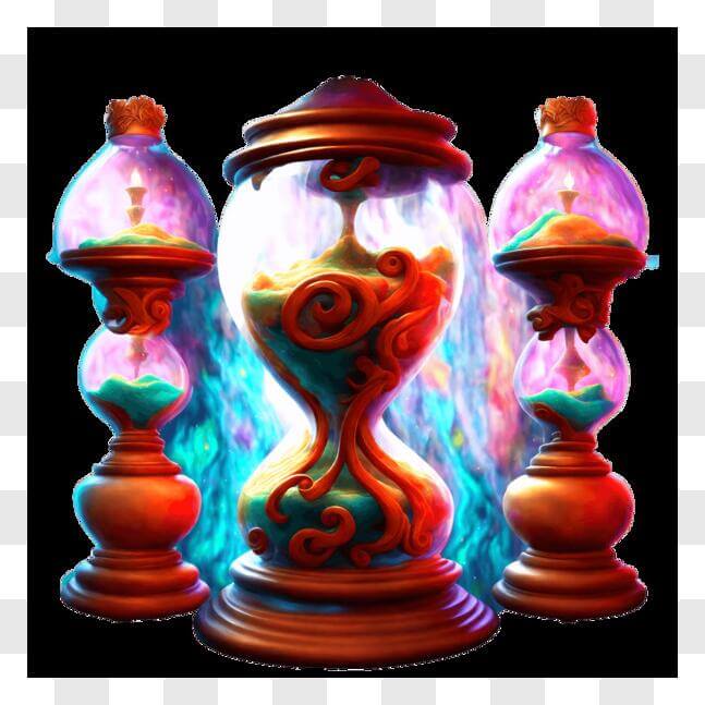 Download Colorful Glass Hourglasses with Unique Designs PNG Online ...
