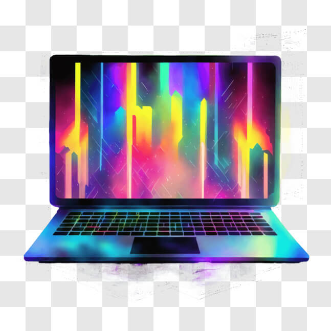 Download Colorful Laptop Screen for Creative Work or Entertainment PNGs ...