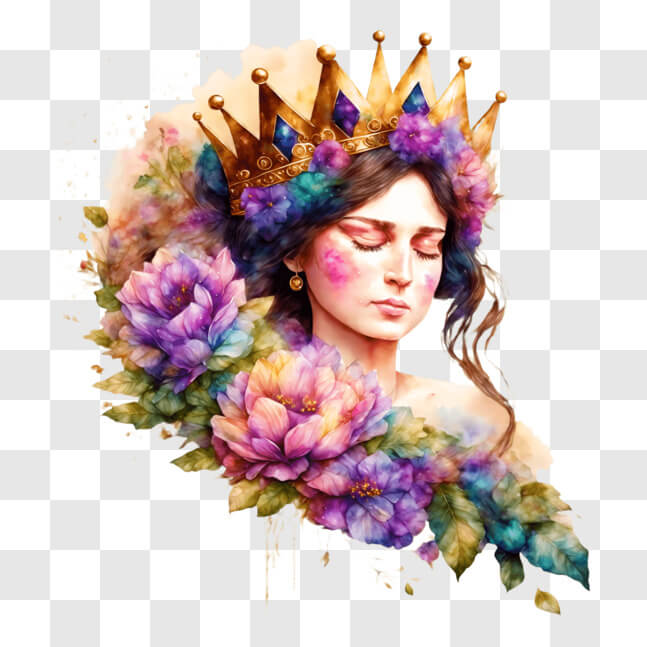 Download Colorful Flower Crown Portrait PNGs Online - Creative Fabrica