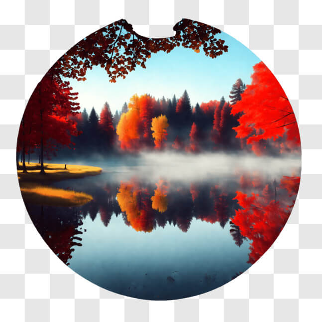 Download Beautiful Autumn Forest with Misty Lake PNGs Online - Creative ...