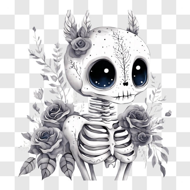 Download Day of the Dead Skeleton Art with Blue Eyes and Roses PNGs ...