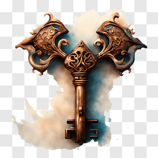 Download Ornate Key with Dragons on Map PNGs Online - Creative Fabrica