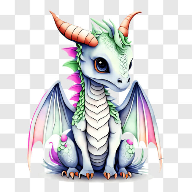 Download Colorful Dragon with Wings and Horns PNGs Online - Creative ...