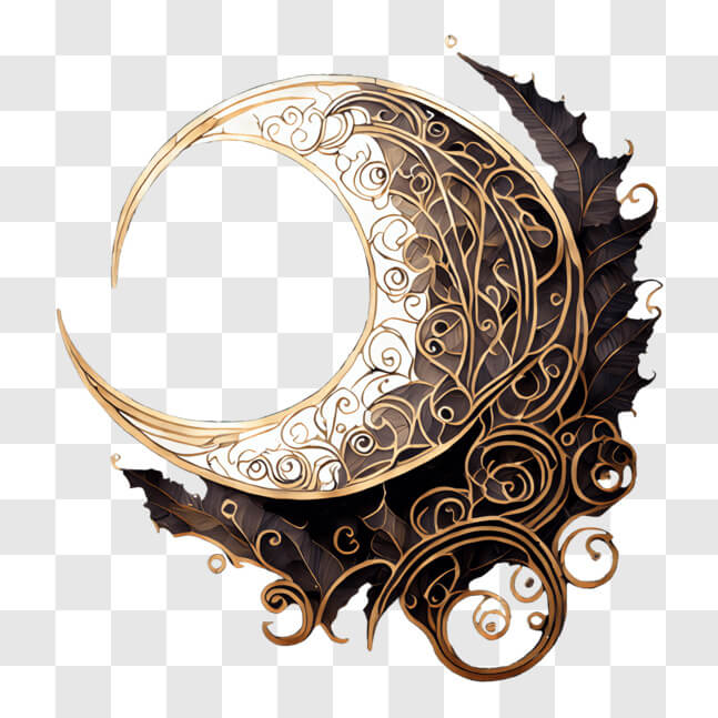 Download Ornate Crescent Flower Design in Gothic Style PNGs Online ...