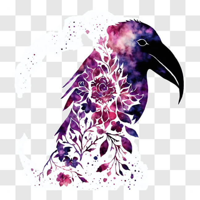 Download Raven with Purple Flower Crown T-Shirt Design PNGs Online ...