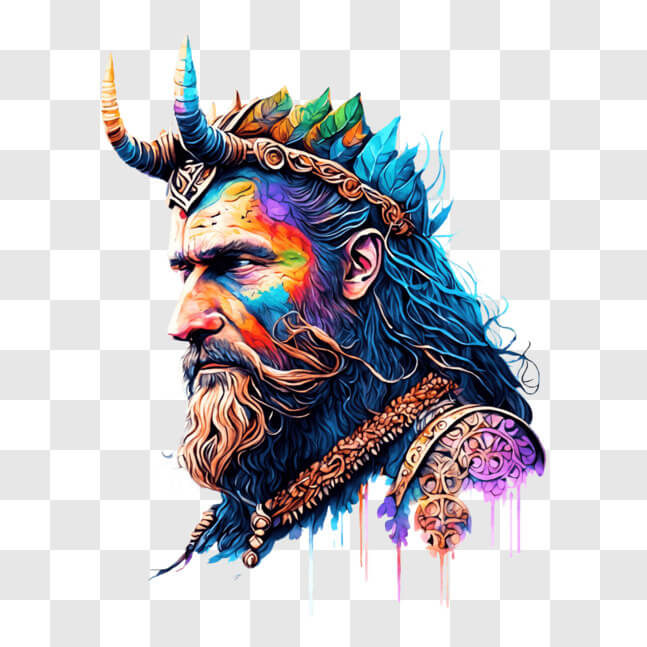 Download Colorful Illustration of Odin - Norse Mythology PNGs Online ...