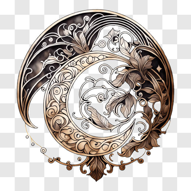 Download Ornate Crescent Circle with Floral Designs PNGs Online ...