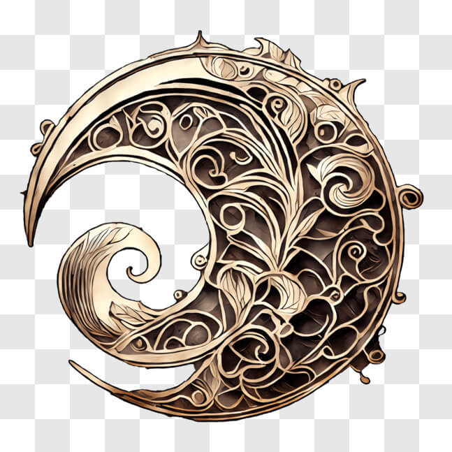 Download Gold Circular Design with Swirls and Floral Patterns PNGs ...