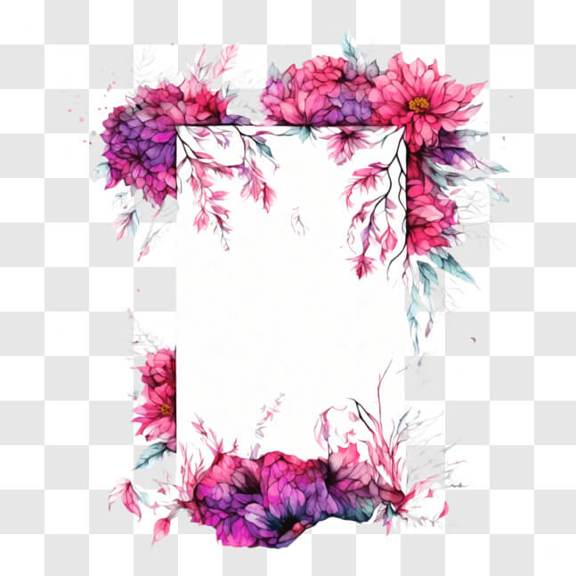 Download Pink Flower Frame for Invitations and Decorations PNGs Online ...