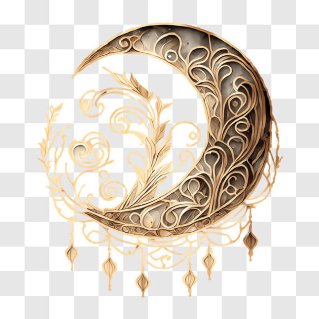 Download Gold Crescent with Floral Designs and Ornaments - Interior ...