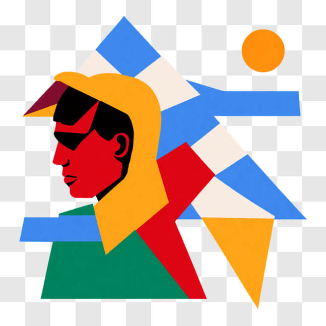 Download Abstract painting of a man's head with colorful geometric ...