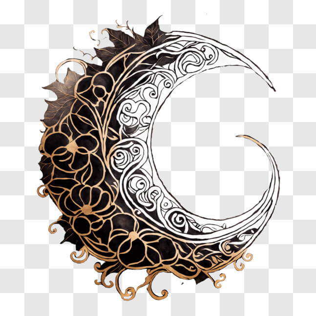 Download Intricate Floral Crescent Design Symbolizing Moon and ...