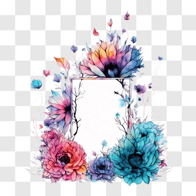 Download Colorful Floral Frame for Invitations and Greeting Cards PNGs ...