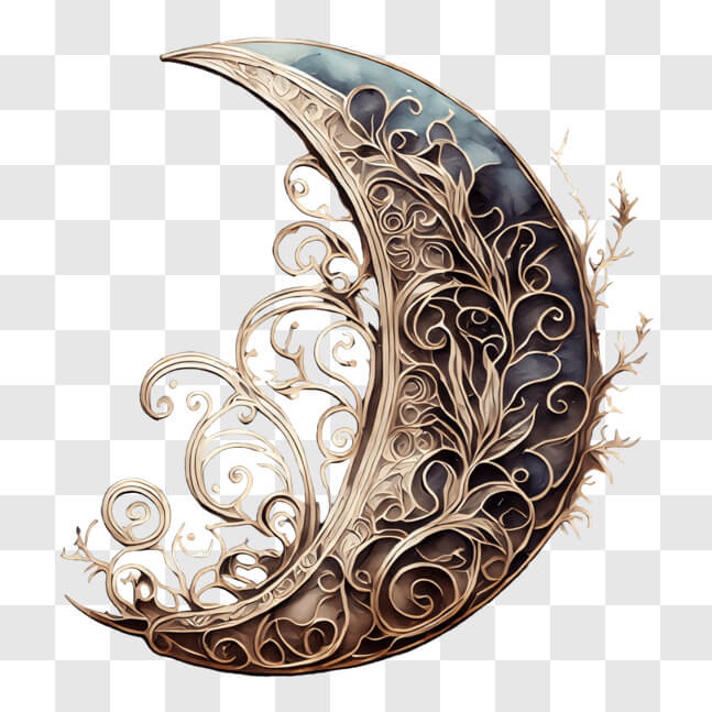 Download Intricate Carved Crescent with Floral and Vine Designs PNGs ...