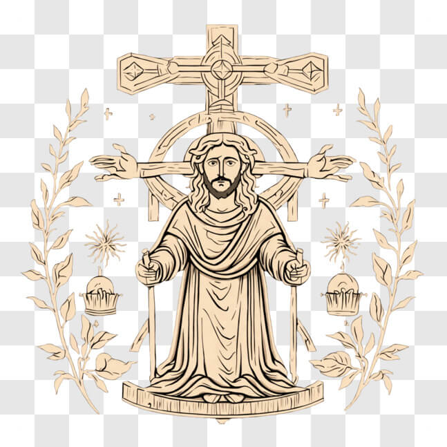 Download Depiction of Jesus on the Cross with Wreaths and Symbols PNGs ...