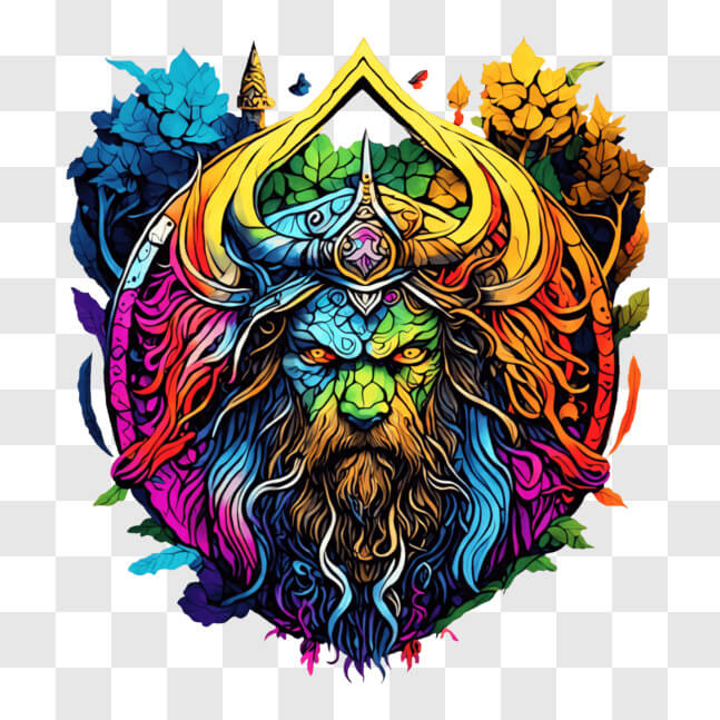 Download Colorful Illustration of Mythical Norse Deity PNGs Online ...