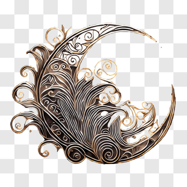 Download Ornate Crescent Design on Black Background PNGs Online ...