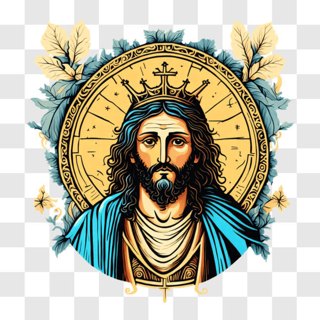 Download Jesus in Ornate Frame with Vines and Leaves PNGs Online ...