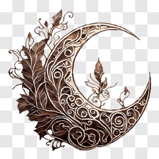 Download Crescent with Leaves and Vines Ornamental Art PNGs Online ...