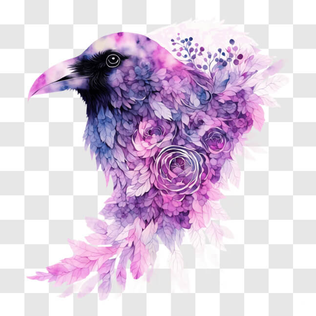 Download Raven with Purple and Pink Flowers on Its Head PNGs Online ...