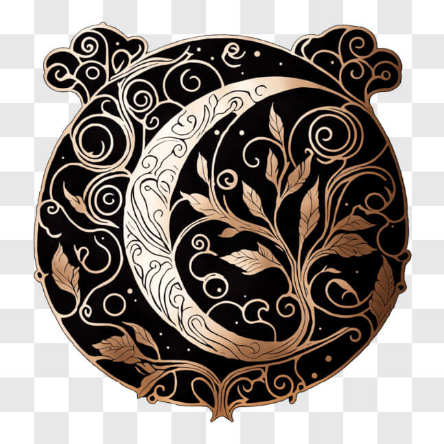Download Gold Crescent Tree Ornamental Design PNGs Online - Creative ...