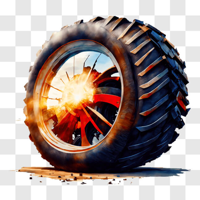 Download Large Tire with Explosion PNGs Online - Creative Fabrica