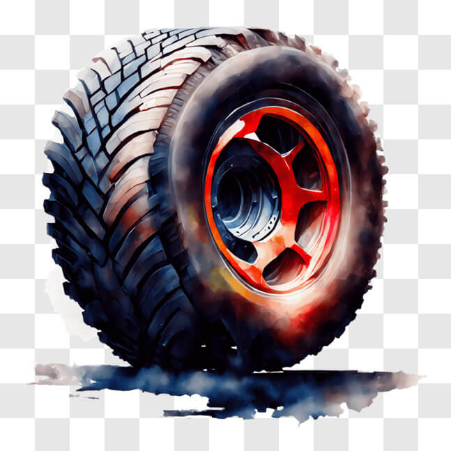 Download Illustration of a Monster Truck Tire in Vibrant Colors PNGs Online - Creative Fabrica
