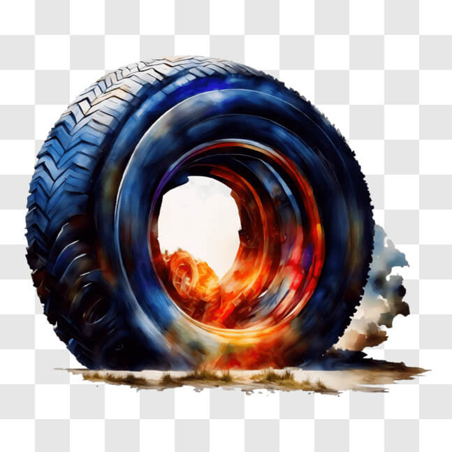 Download Damaged Tire with Flames PNGs Online - Creative Fabrica