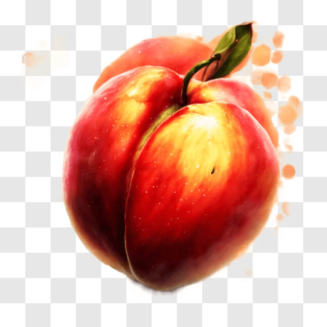 Download Vibrant Painting of Two Peaches PNGs Online - Creative Fabrica