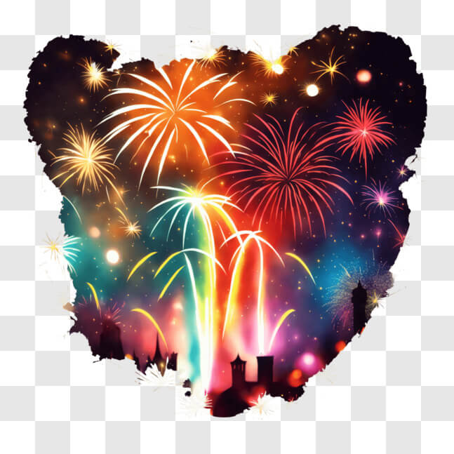 Download Colorful Upside-Down Heart Fireworks Display PNGs Online ...