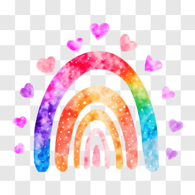 Download Colorful Rainbow with Hearts - Symbol of Happiness and ...