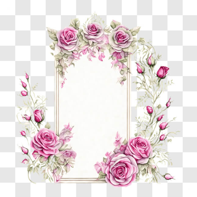 Download Pink Rose Floral Frame for Wedding Invitations PNGs Online ...