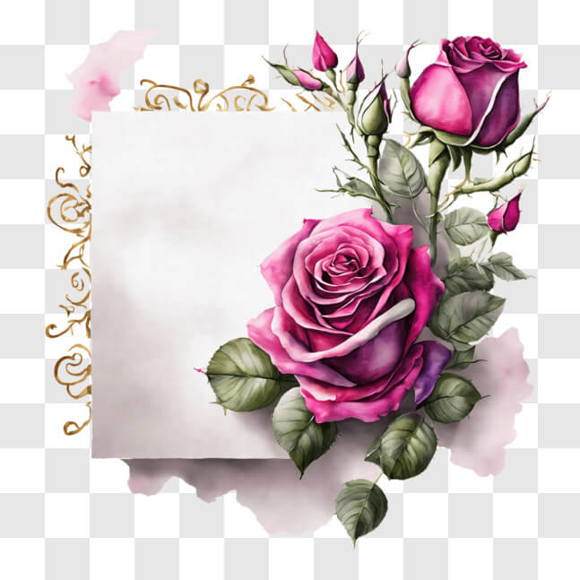 Download Pink Roses Paper Frame PNGs Online - Creative Fabrica