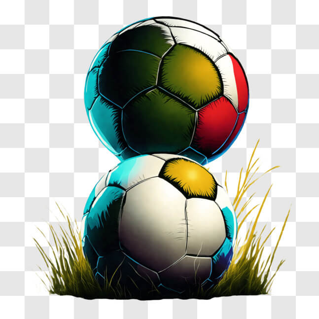 Download Stacked Soccer Balls in Grass PNGs Online - Creative Fabrica