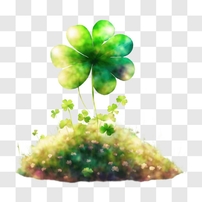 Download St. Patrick's Day Decoration: Four Leaf Clover in Grass and ...