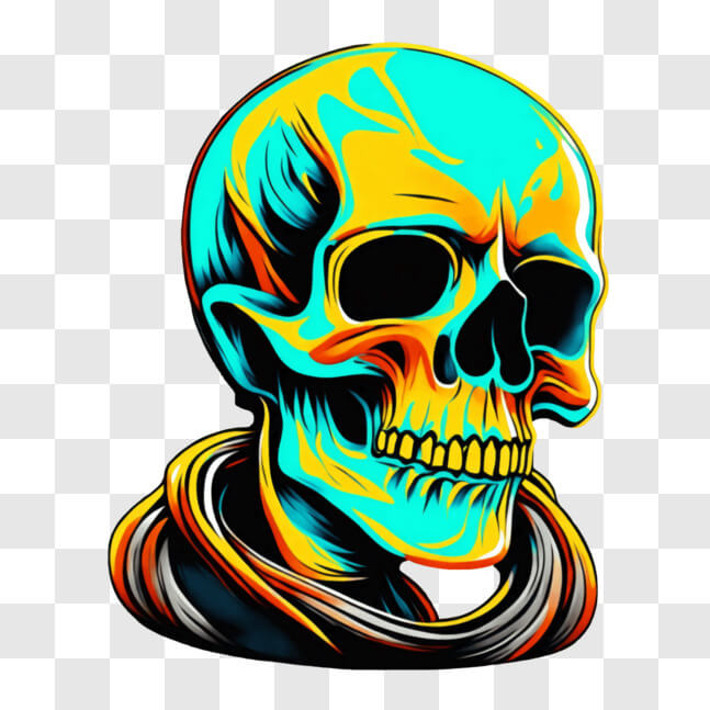 Download Colorful Skull with Scarf Artwork PNGs Online - Creative Fabrica