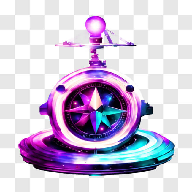 Download Illuminated Compass on Circular Platform with Colorful Lights ...