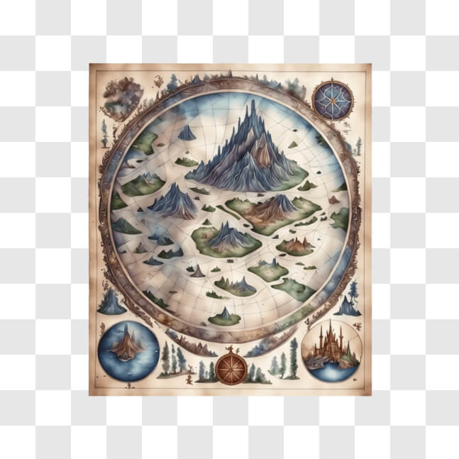 Download World Map Wall Art with Twilight Skyline PNGs Online ...