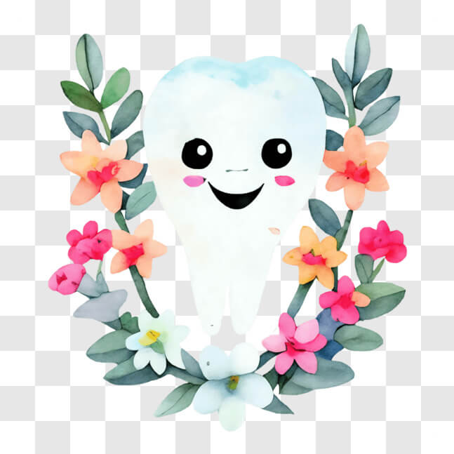 Download Promote Dental Health with a Smiling Tooth Surrounded by ...