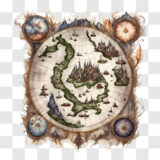 Download Interactive World Map with Islands and Cities PNGs Online ...