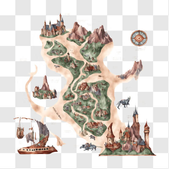 Download Map of Disney's Cinderella Castle with various landmarks PNGs ...