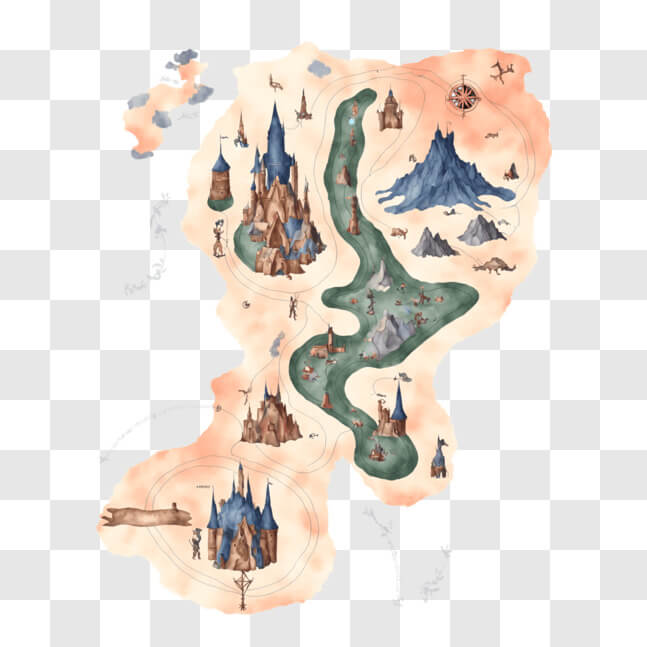 Download Illustrated Map of Disney's Snow White and the Seven Dwarfs ...