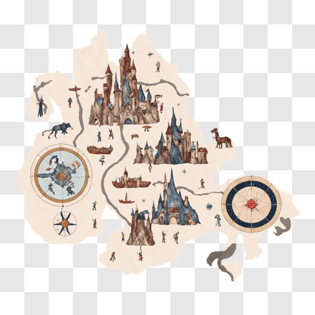 Descarga Mapa de Disney con Personajes y Lugares Emblemáticos PNGs En ...
