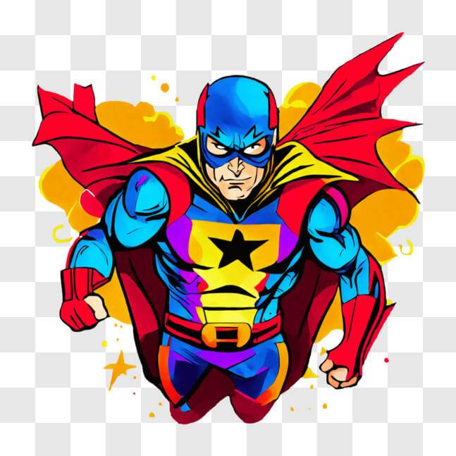 Baixe Super-herói em traje colorido voando pelo ar PNGs - Creative Fabrica