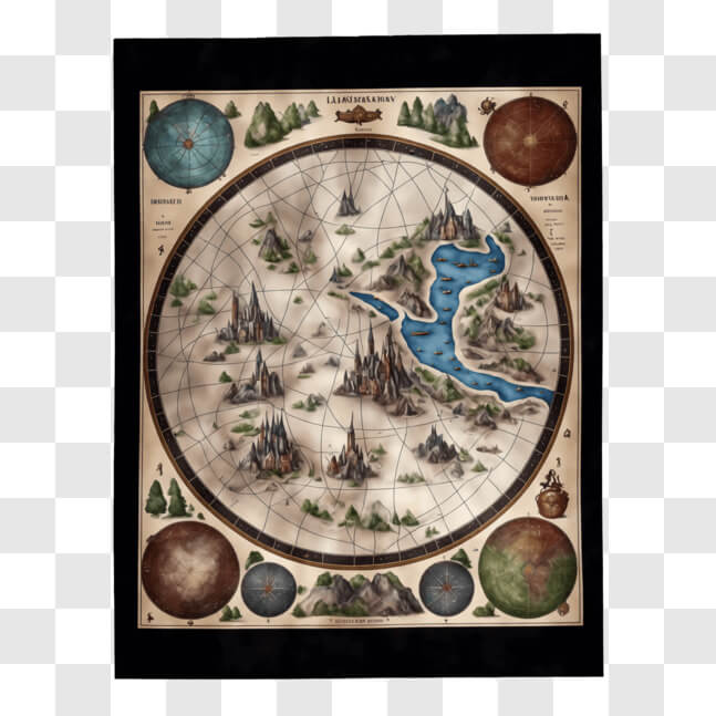 Descarga Mapa Circular del Mundo Imaginario para Juegos de Rol PNGs En ...
