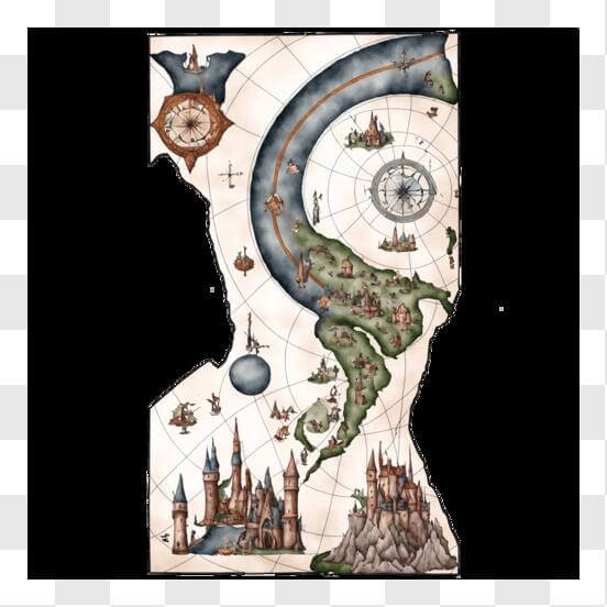 Download Harry Potter's Magical World Map PNG Online - Creative Fabrica