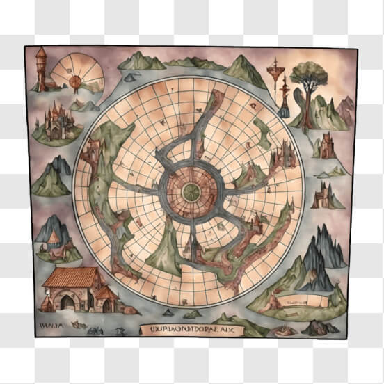 Download Fantasy Map Illustration for Imaginary Worlds PNG Online ...